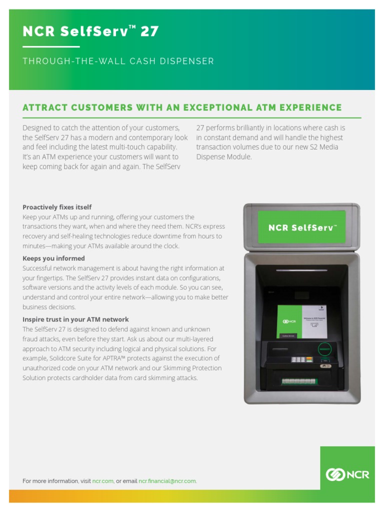 NCR Selfserv 27: Attr Act Customers With An Exceptional Atm Experience | PDF | Automated Teller ...