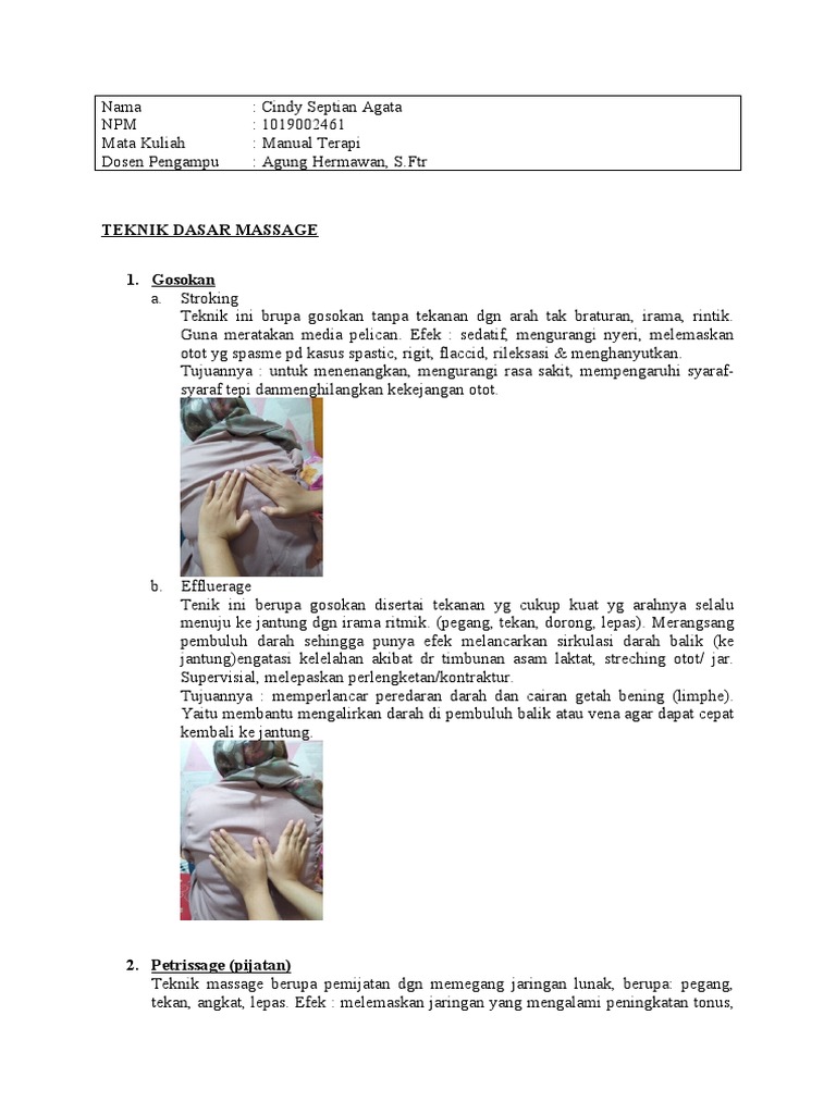 Teknik Dasar Massage Fisioterapi | PDF