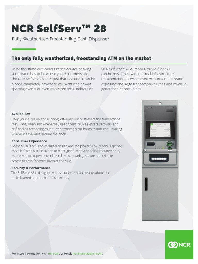 NCR SelfServ 28 Datasheet English US | PDF | Automated Teller Machine | Computing