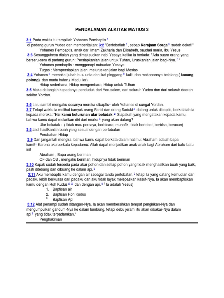 Pendalaman Alkitab Matius 3 Pdf