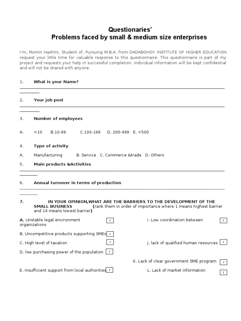Sme's Questions Finall | PDF | Small And Medium Sized Enterprises ...