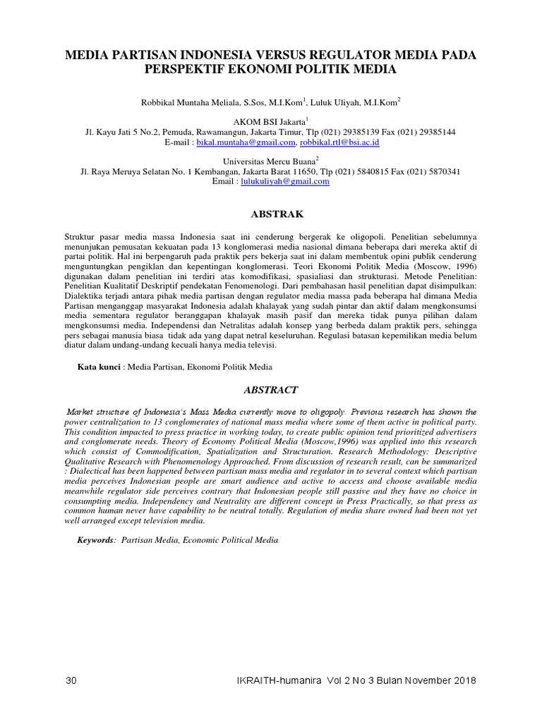 Media Partisan Indonesia Versus Regulator Media | PDF