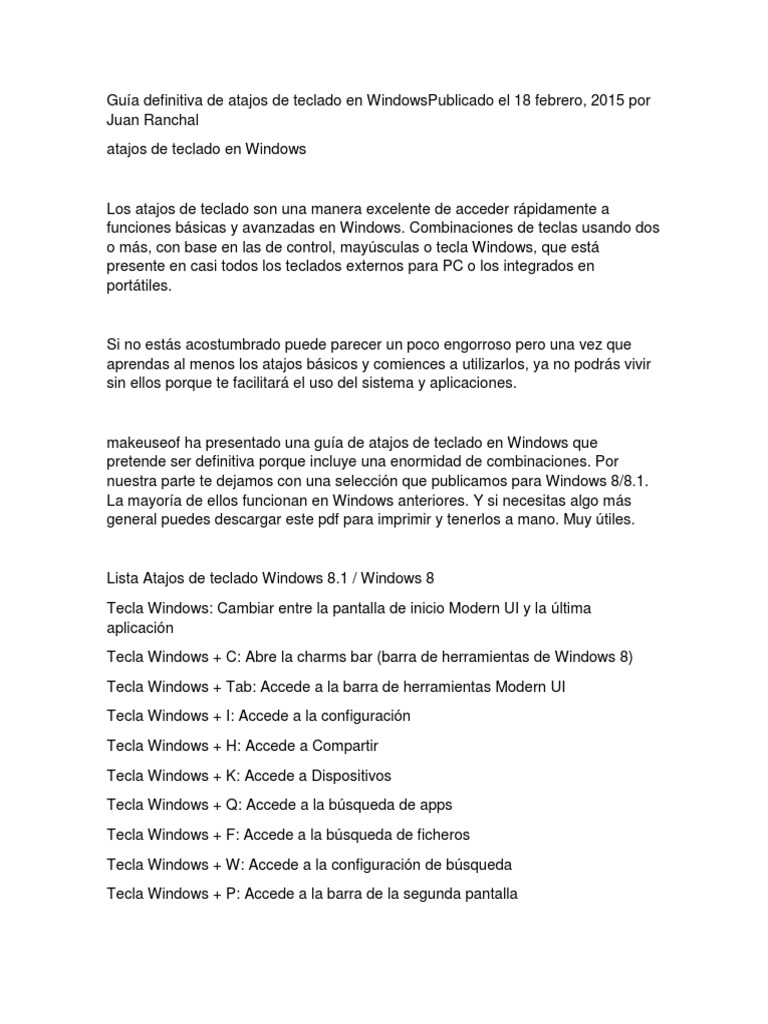 Atajos de Teclado Esenciales en Windows | PDF | Ventana (informática ...