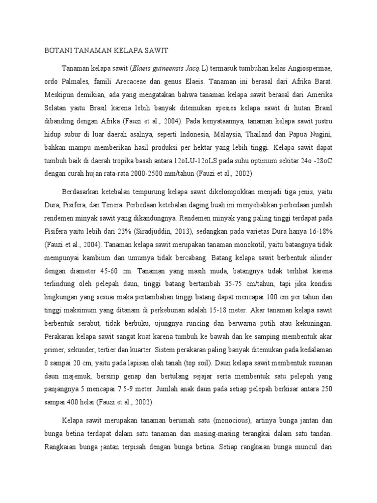 Morfologi Dan Reproduksi Tanaman Kelapa Sawit Pdf