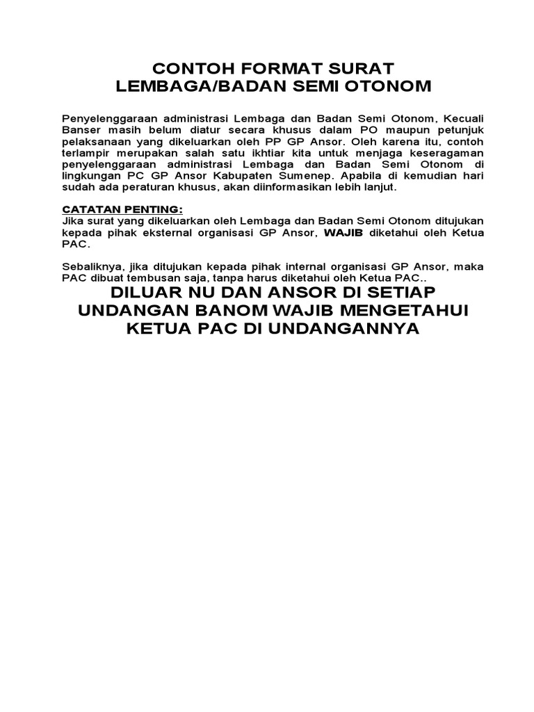 Contoh Format Surat Banom | PDF