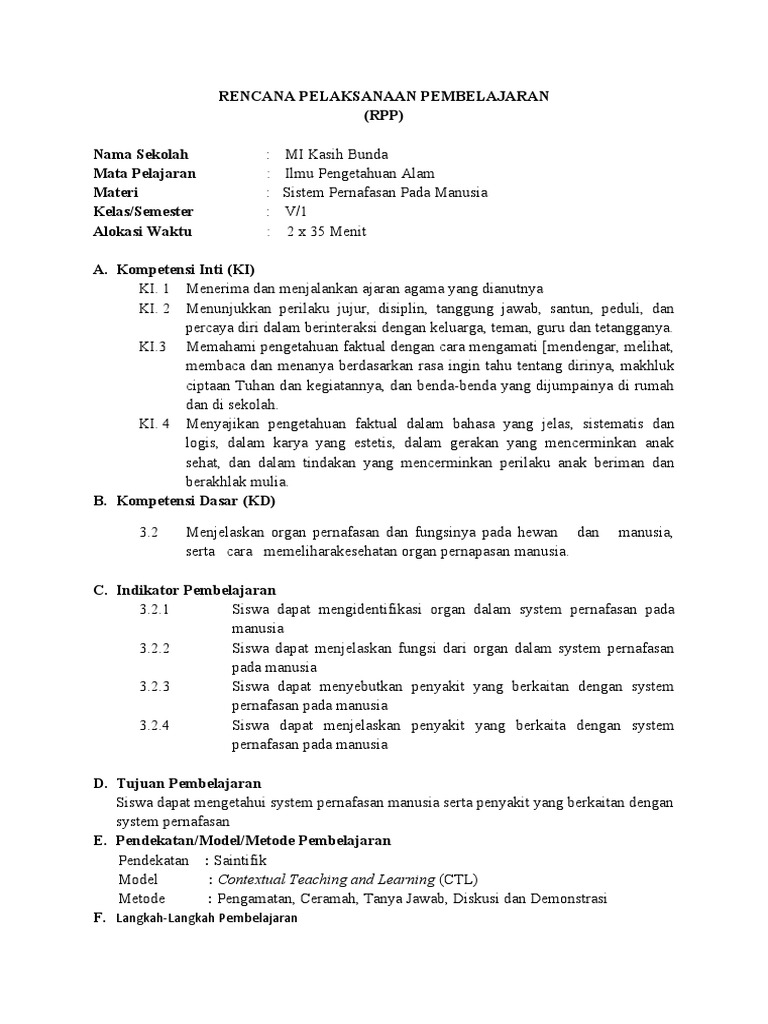 RPP Ipa Kelas 5 | PDF