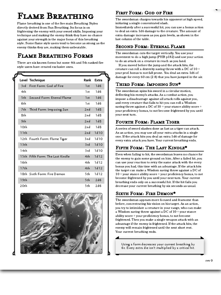 Flame Breathing (5E D&D Class Supplement) - GM Binder | PDF | Warfare