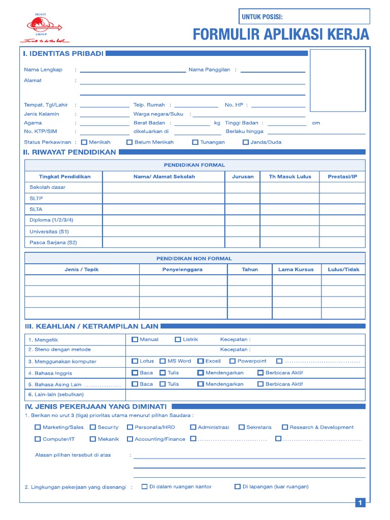 Form Aplikasi Karyawan Nov 20 | PDF