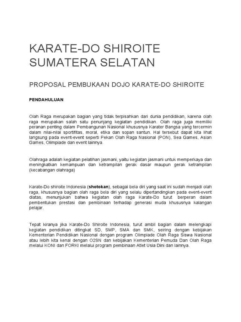 Proposal Ekstrakurikuler Karate Shiroite | PDF | Karier & Perkembangan