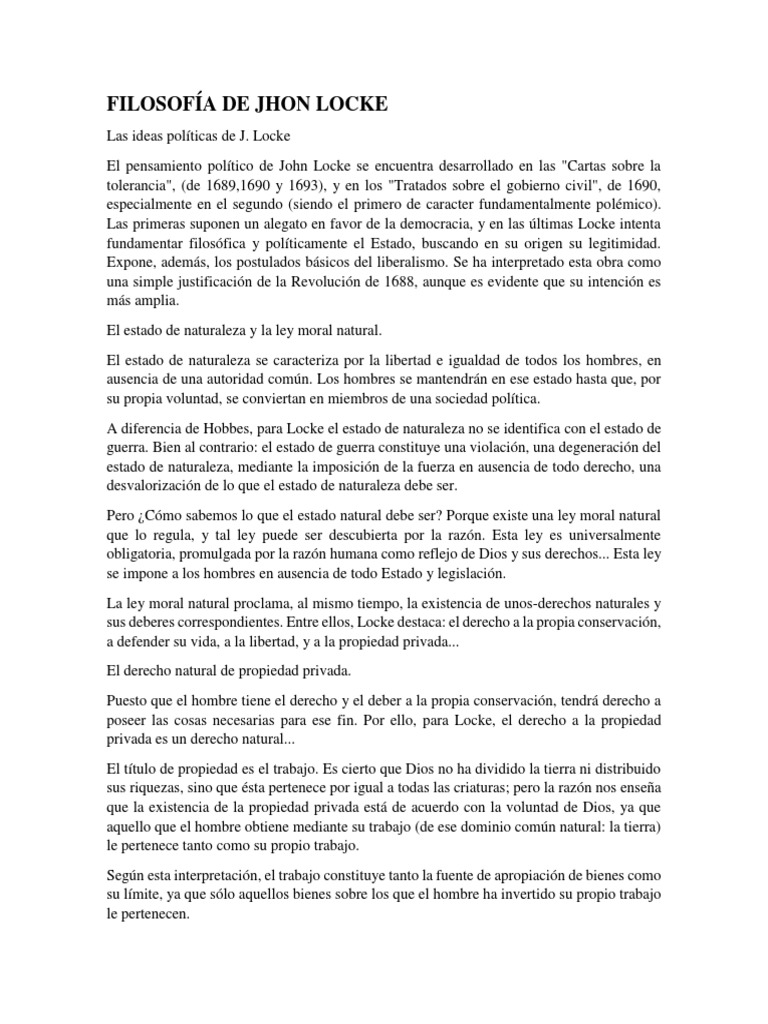 Taller Filosofía Iii Jhon | PDF | John Locke | Propiedad