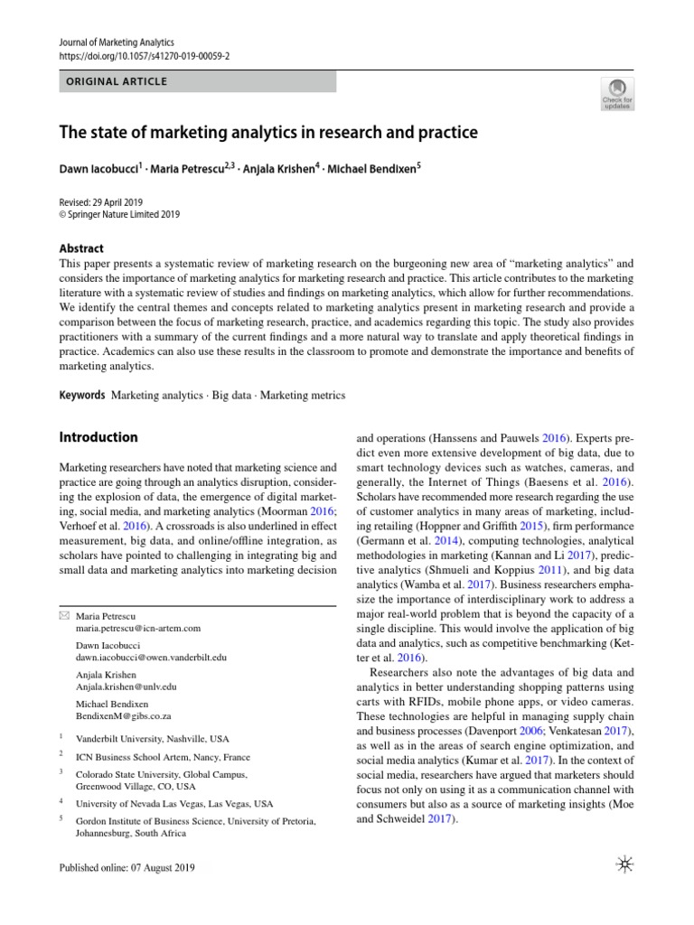The State of Marketing Analytics in Research and Practice (2019) | PDF ...