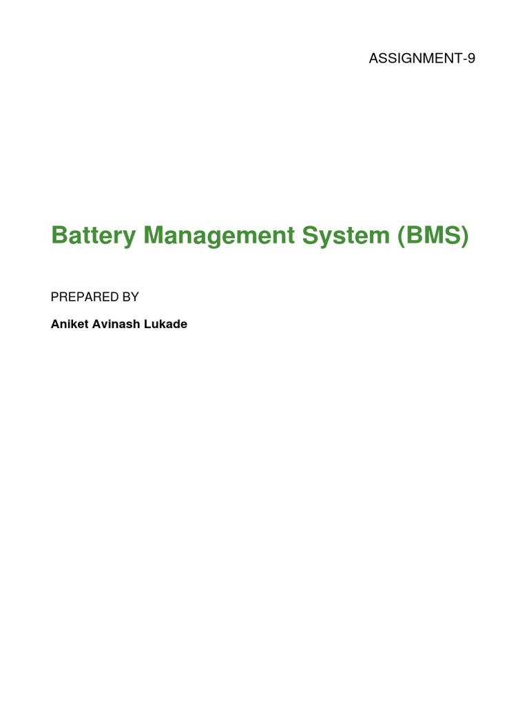 Battery Management System (BMS) : Assignment-9 | PDF | Electrical Network | Heat