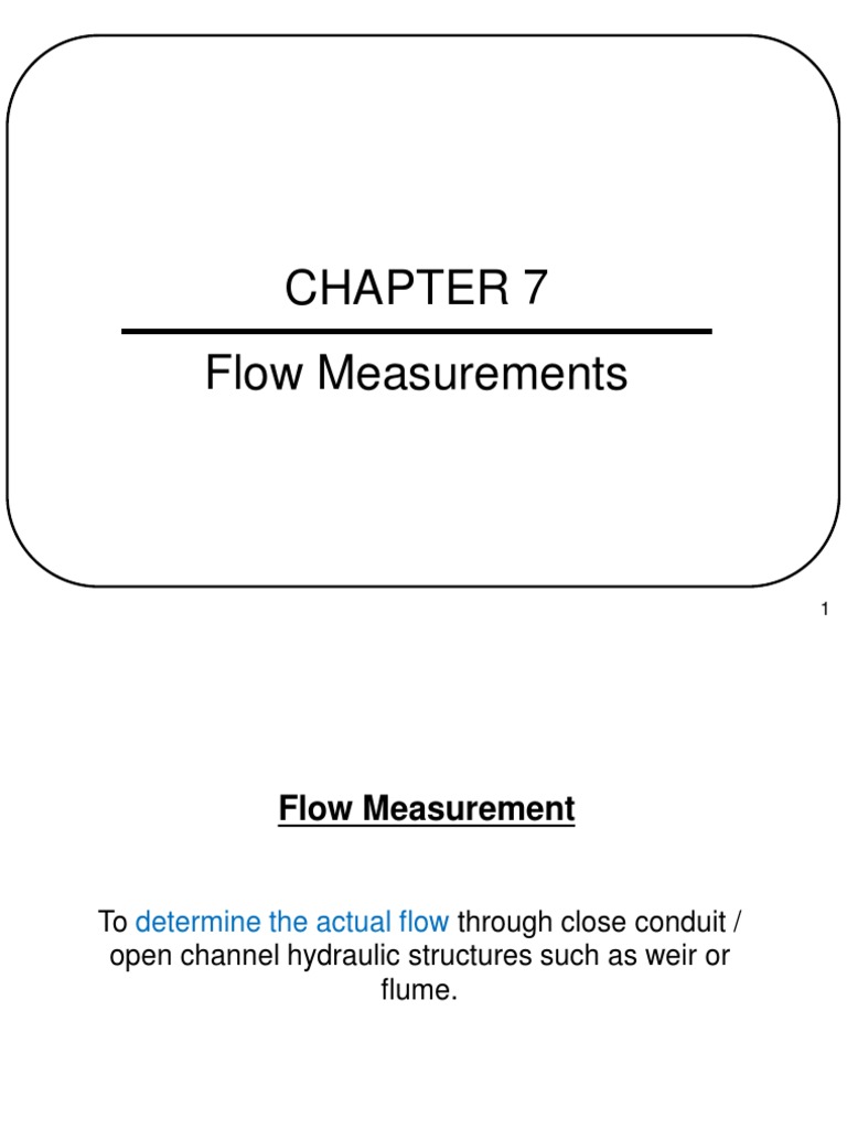 Chapter 7 Flow Measurement | PDF | Sanitary Sewer | Wastewater