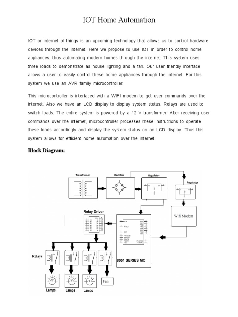 IOT Home Automation: Block Diagram | PDF | System On A Chip | Microcontroller