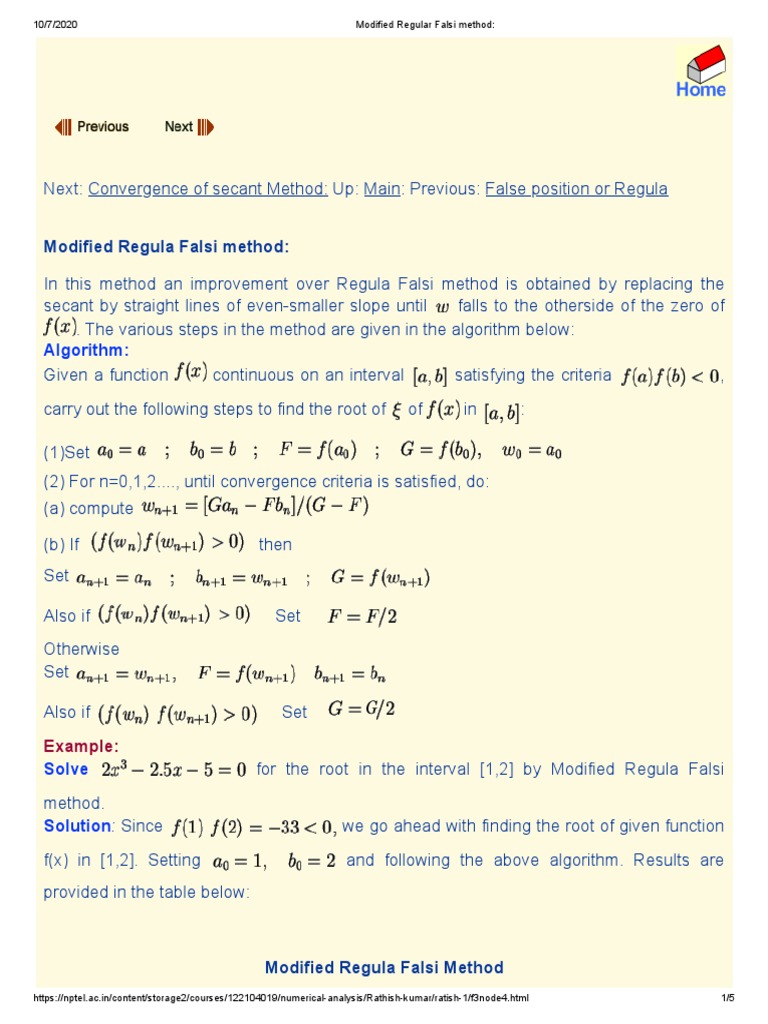 Modified Regular Falsi Method Pdf Mathematics Algorithms And Data Structures 0299