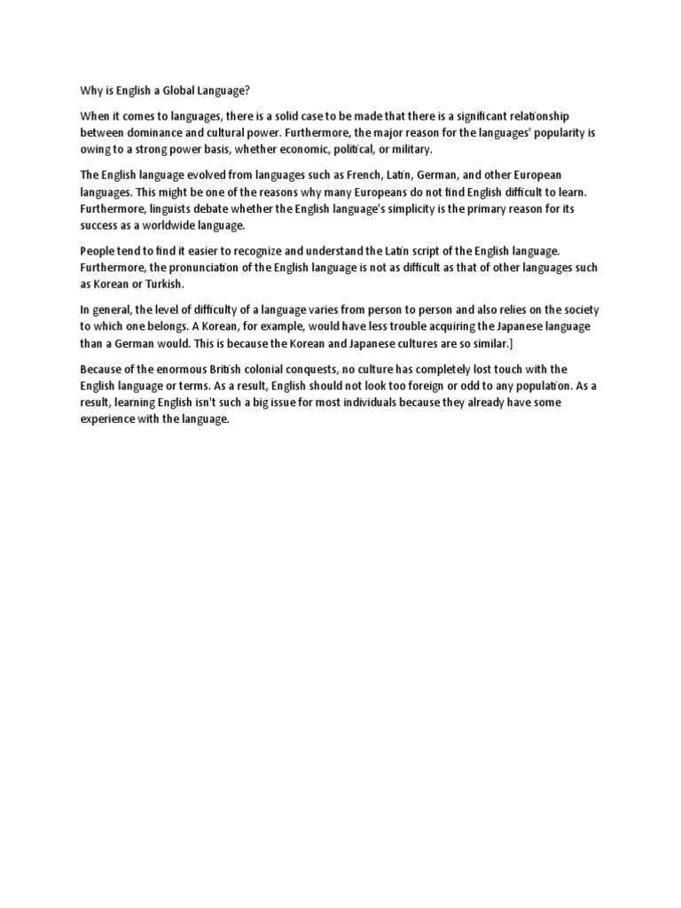 Why Is English A Global Language | PDF