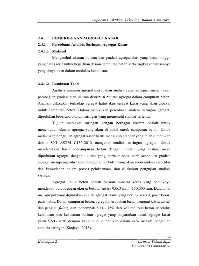 Analisis Saringan Agregat Kasar untuk Menentukan Gradasi dan Modulus ...
