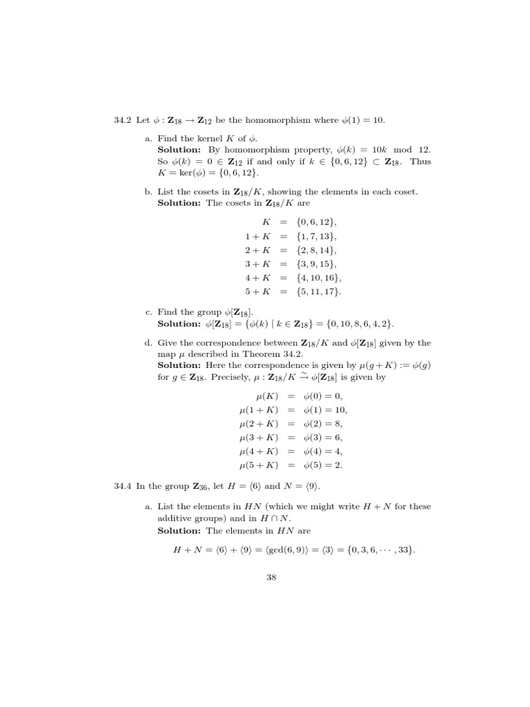 Alg HW Ans 34 | PDF | Mathematics | Mathematical Objects