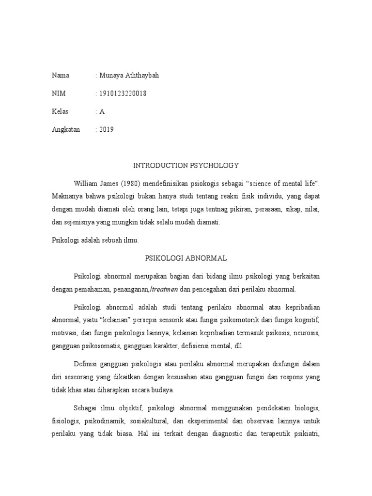 Psikologi Abnormal: Sejarah & Konsep | PDF