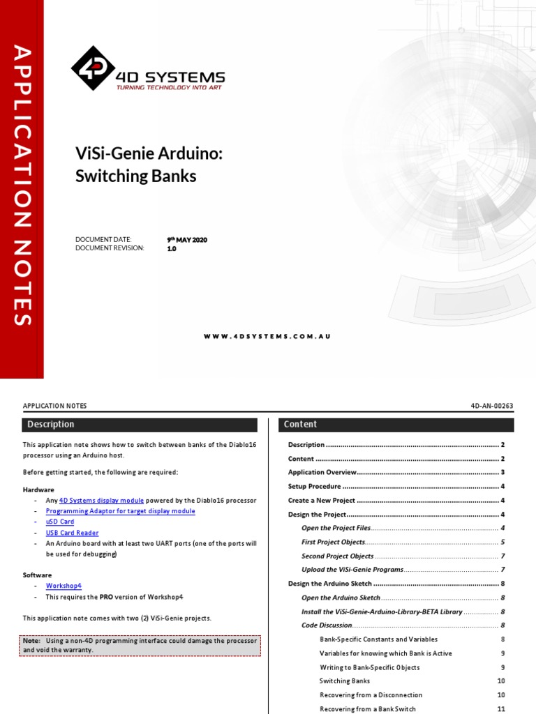 Visi-Genie Arduino: Switching Banks: Document Date: Document Revision | PDF | Library (Computing ...