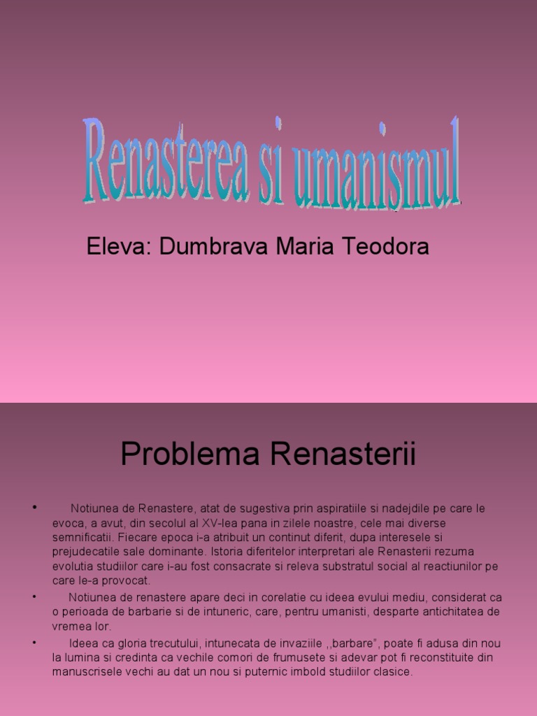 Renasterea si Umanismul