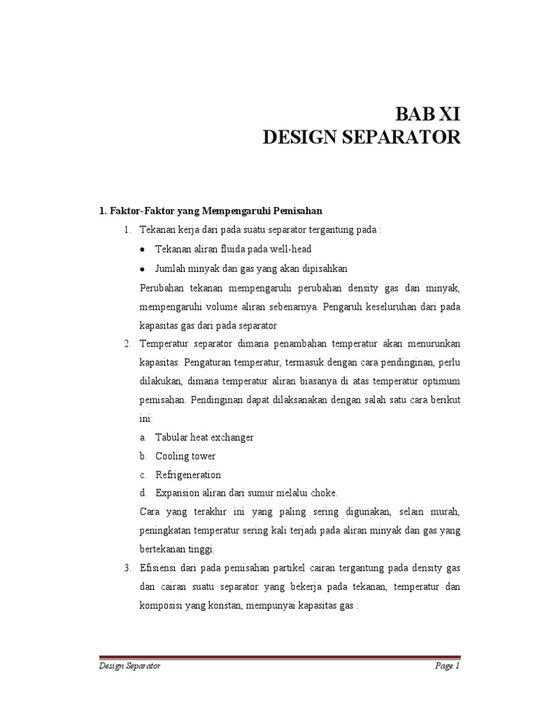 Bab 14 Desain Separator | PDF