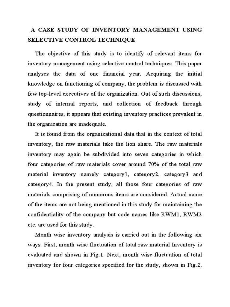 A Case Study of Inventory Management Using Selective Control Technique ...