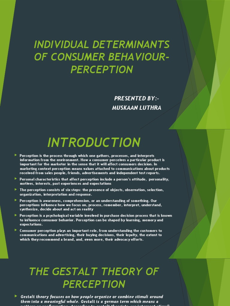 Individual Determinants of Consumer Behaviour-Perception | PDF ...