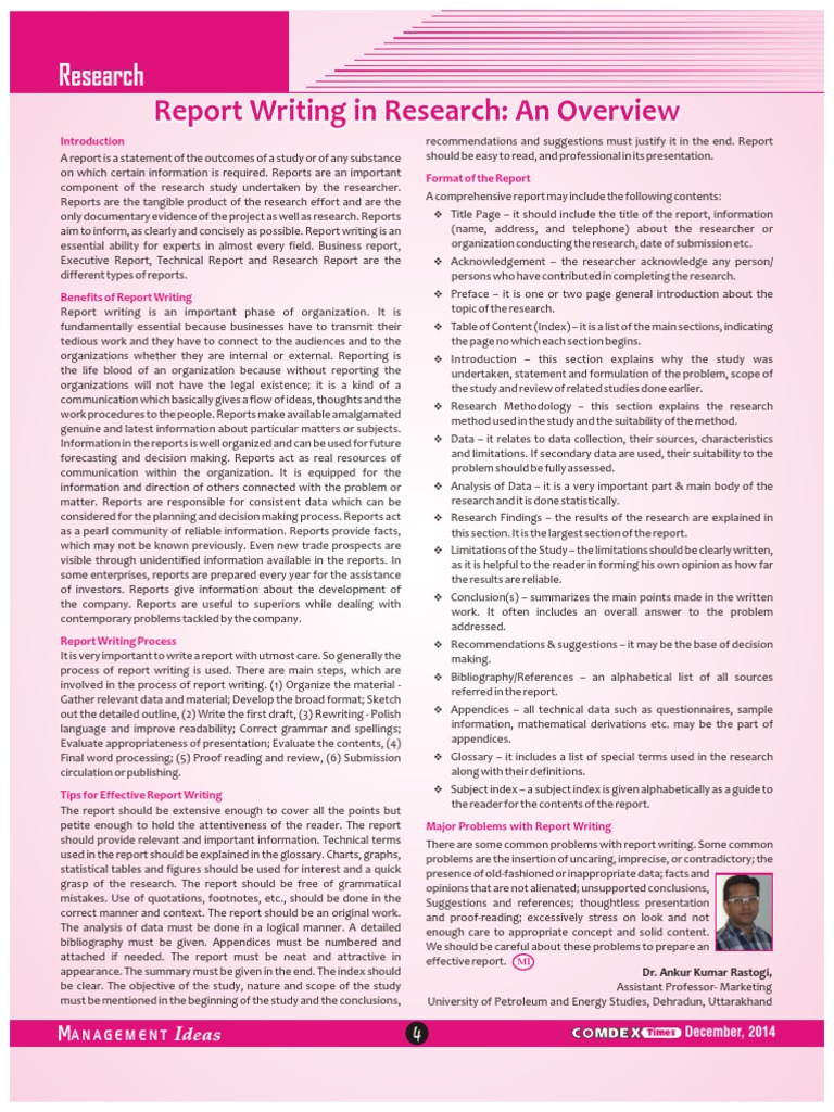 Report Writing An Overview | PDF | Information | Data