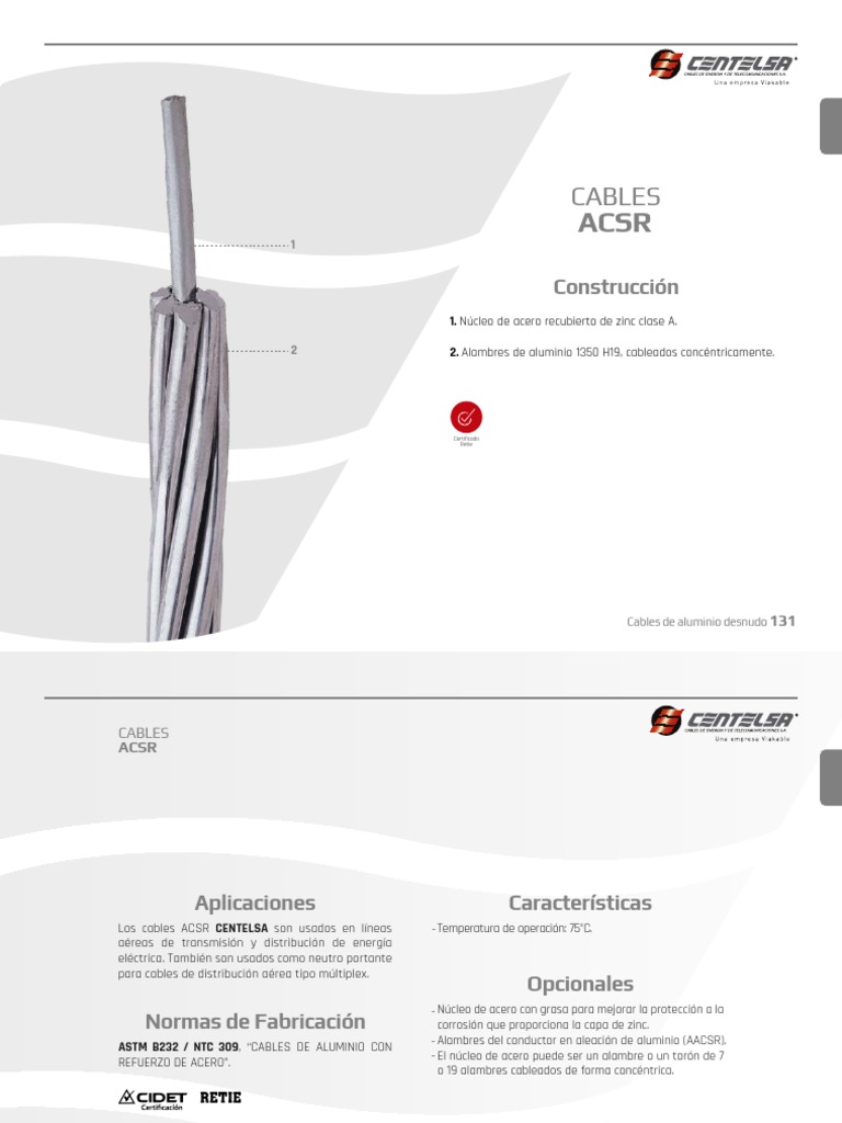 Catálogo Cables CENTELSA | PDF | Acero | Aluminio