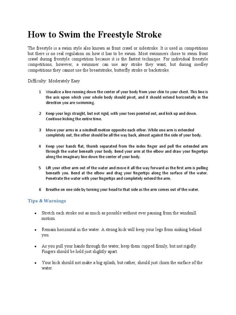 How To Swim The Freestyle Stroke | PDF | Wellness