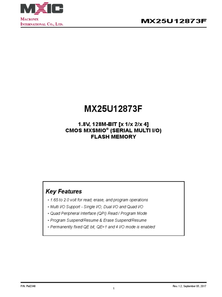 MX25U12873F, 1.8V, 128Mb, v1.2 | PDF | Input/Output | Flash Memory