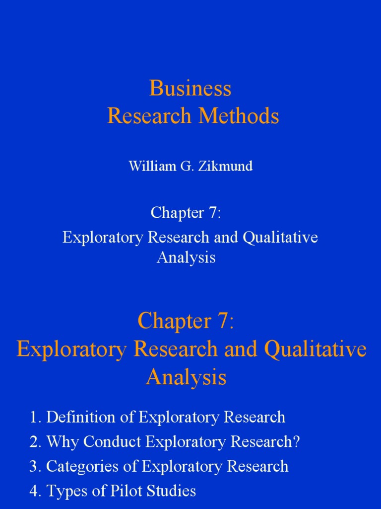 Business Research Methods: Exploratory Research and Qualitative ...