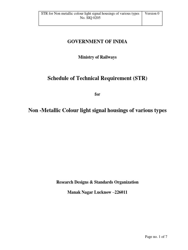 Schedule of Technical Requirement (STR) | PDF | Quality Assurance ...