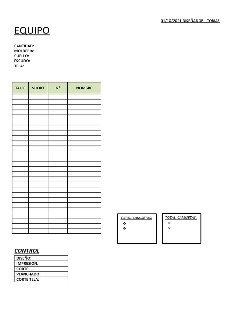 Plantilla Comanda | PDF