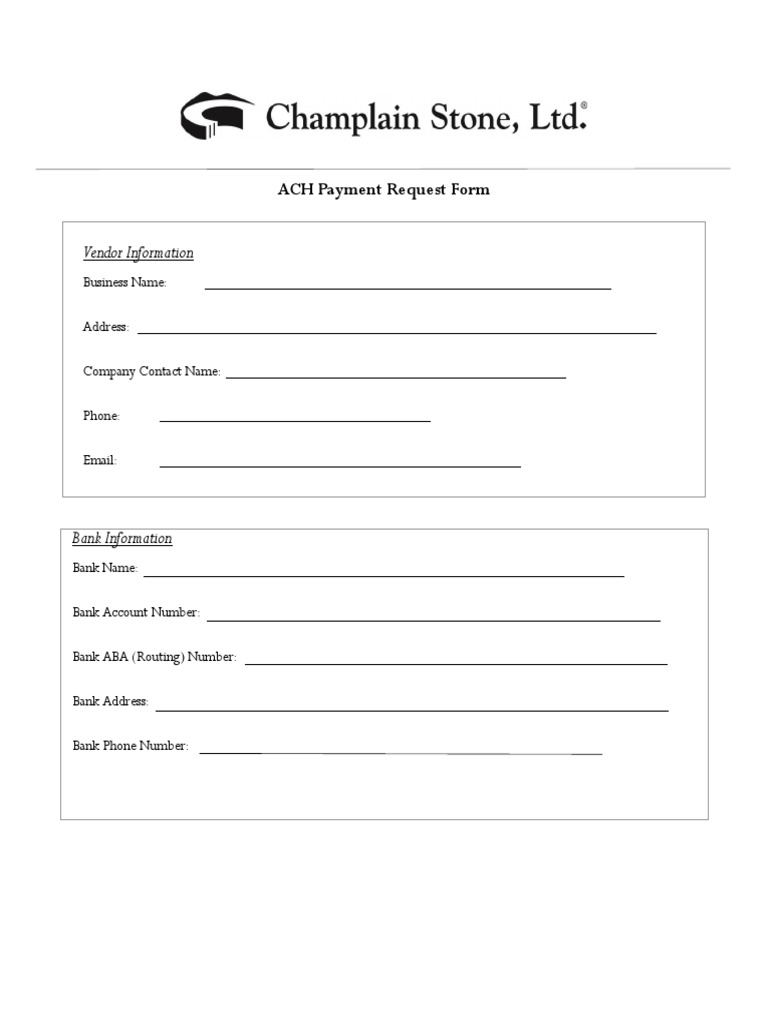 ACH Payment Request Form Template | PDF