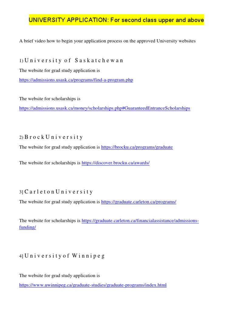 UNIVERSITY APPLICATION: For Second Class Upper and Above | PDF