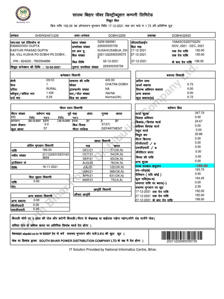 South Bihar Power Distribution Company LTD.: LKMFK FCGKJ I Oj FMLV HC W ...