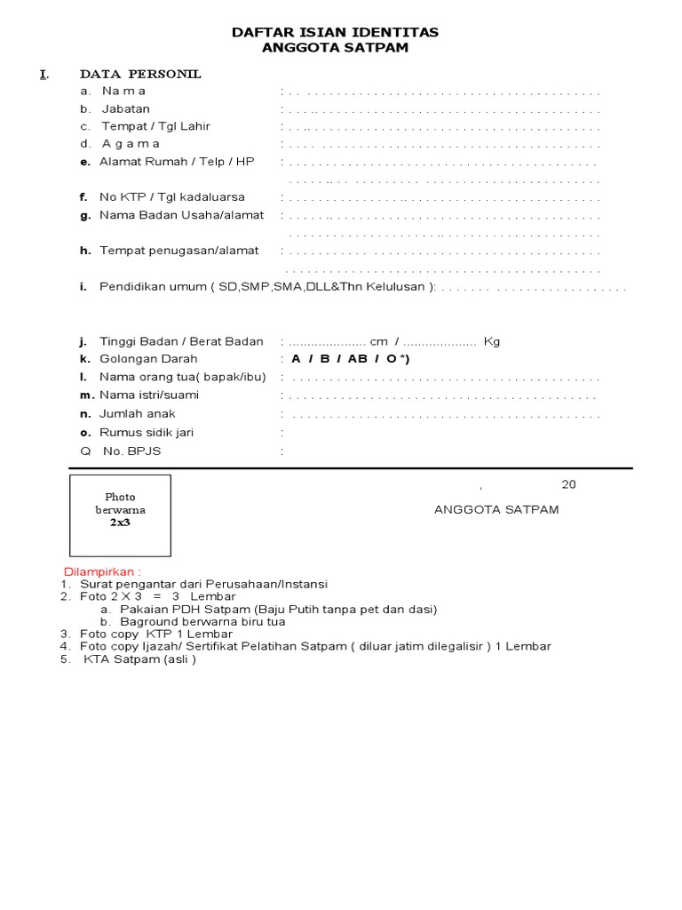 Formulir - Kta Gada Pratama | PDF