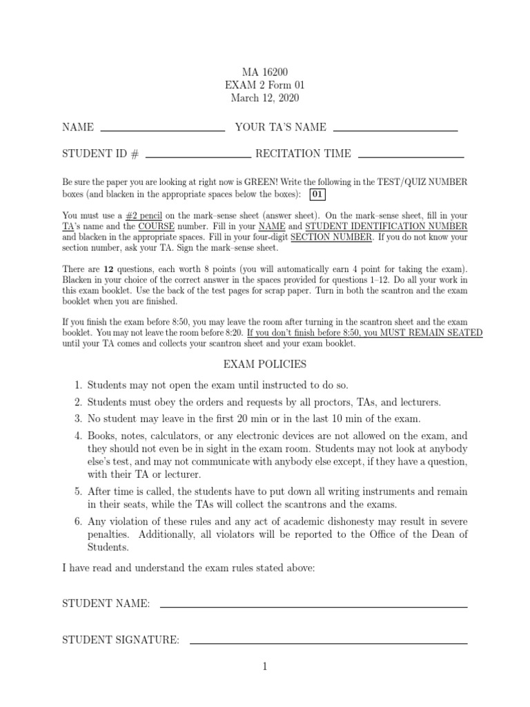 Calculus 2 Practice Exam | PDF | Test (Assessment) | Mathematical Analysis