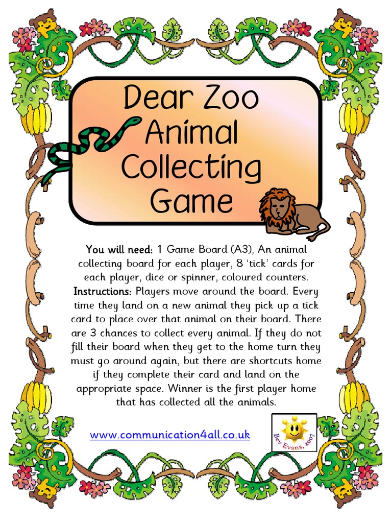 Dear Zoo Animal Collecting Game A4 | PDF