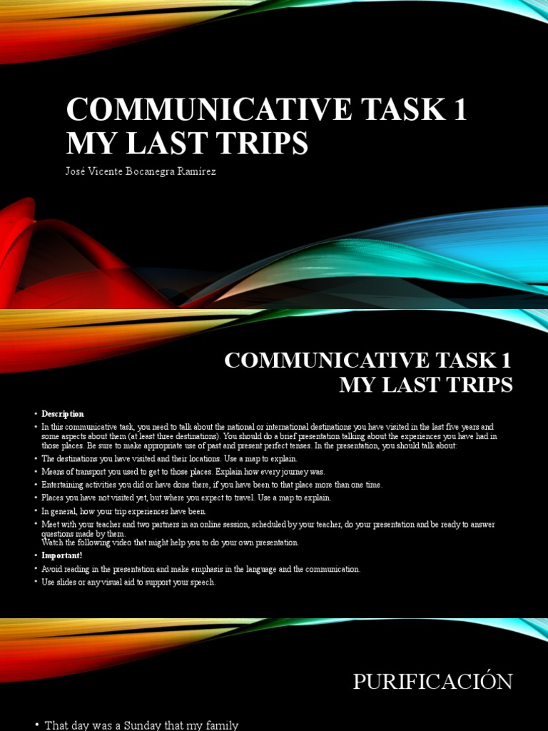 Communicative Task 1 My Last Trips: José Vicente Bocanegra Ramírez | PDF