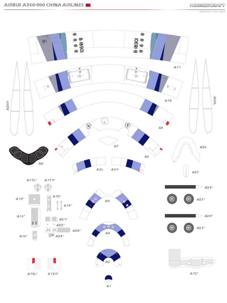 Airbus A350-900 China Airlines SYRMATICUS MIKADO Papercraft | PDF