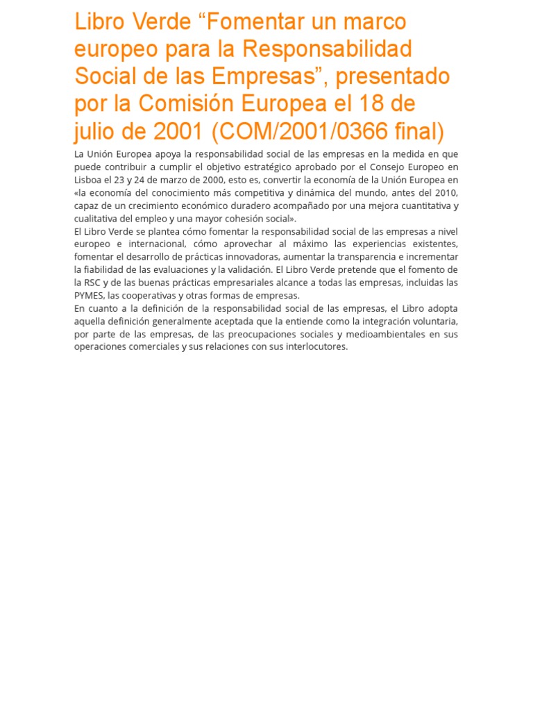 Libro Verde-Resumen | PDF