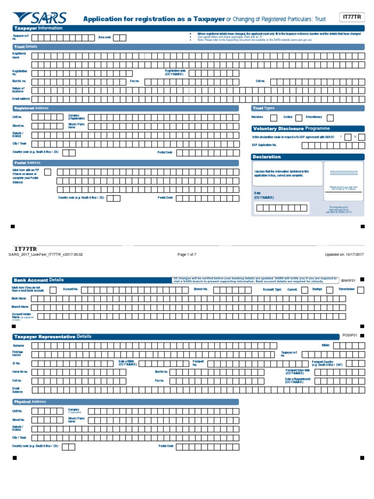 IT77TR Application For Registration Trust External Form | PDF ...