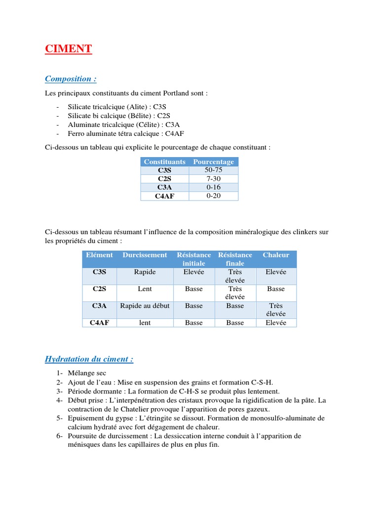 Guide des Types et Propriétés du Ciment | PDF | Ciment | Béton