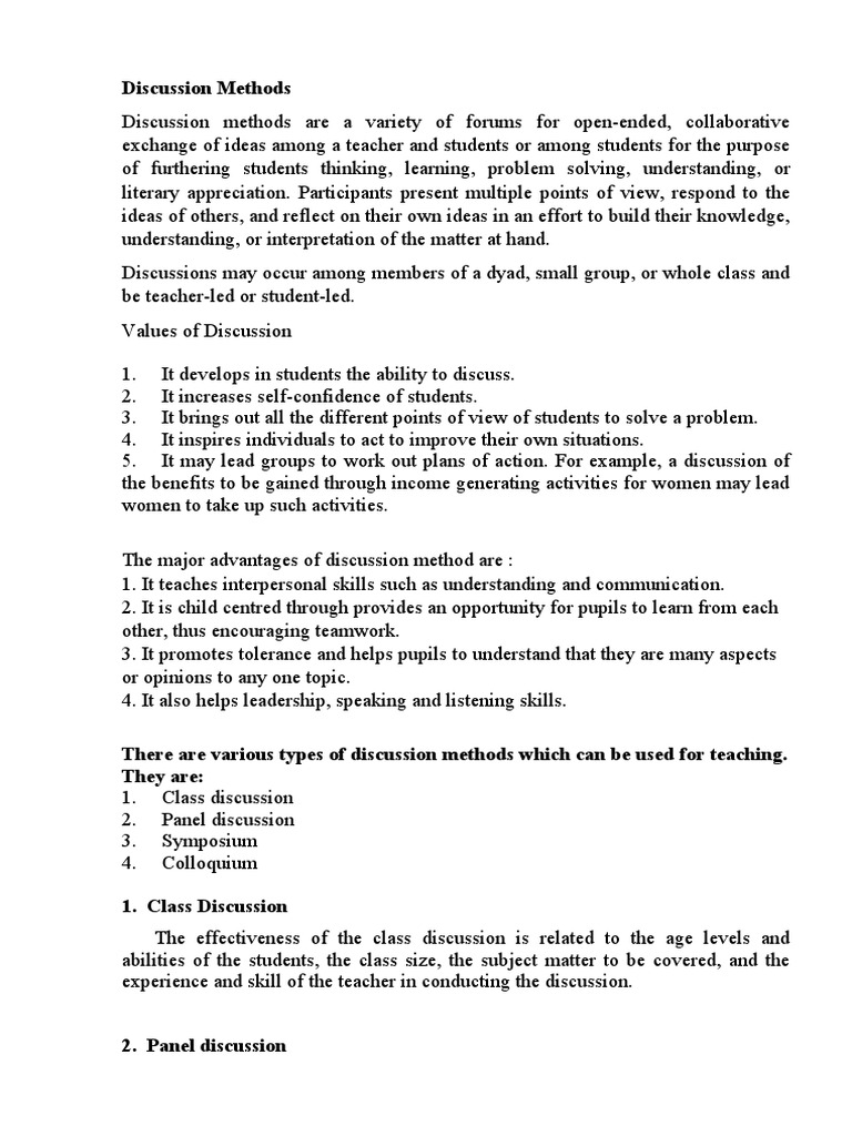 Discussion Methods | PDF | Teachers | Leadership