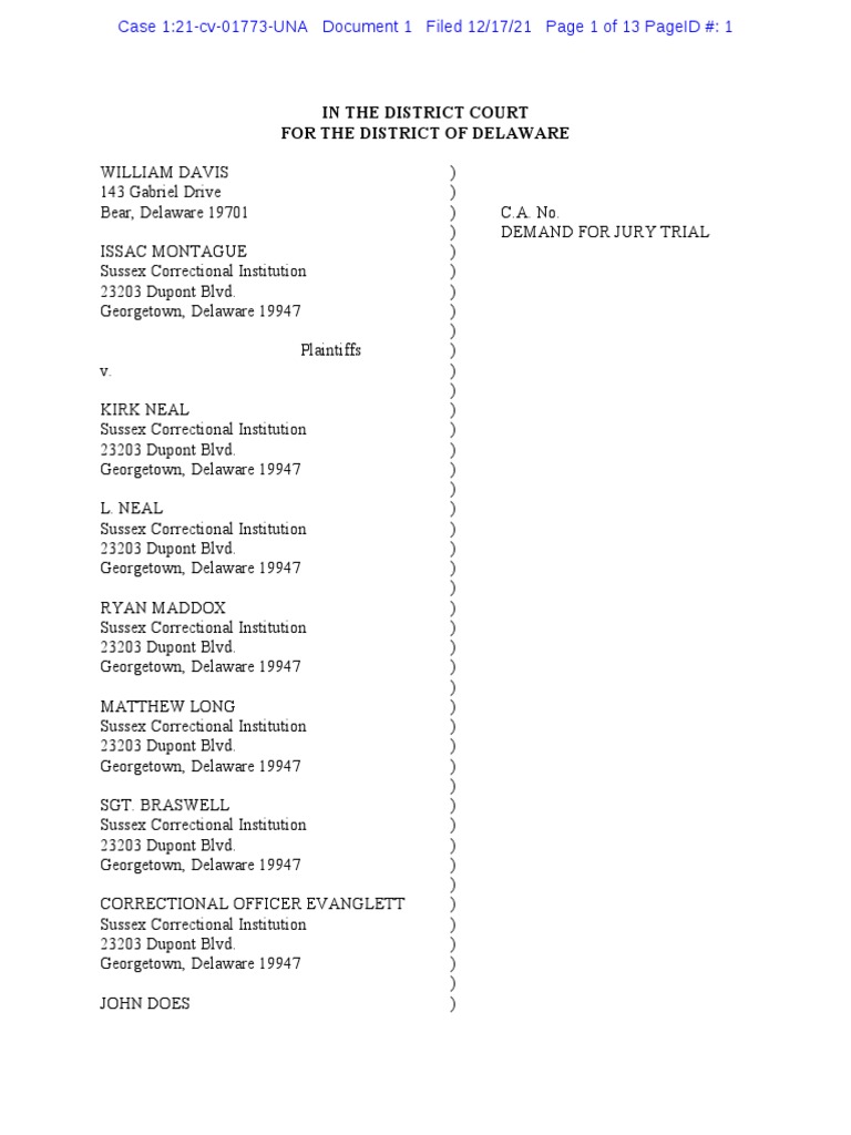 Prison ACLU Lawsuit | PDF | Tort | Complaint