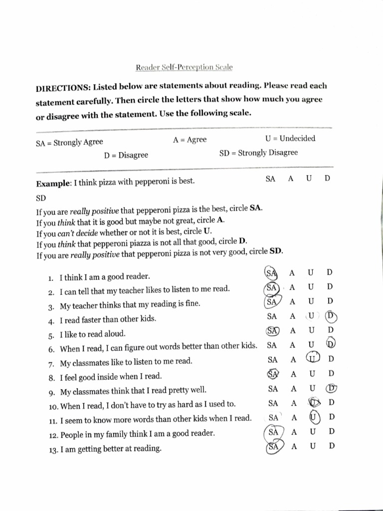 Reader Self-Perception Scale | PDF | Language Arts & Discipline