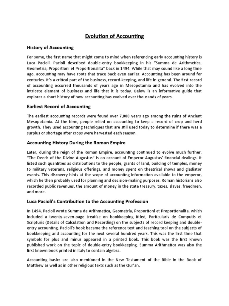 Evolution of Accounting | PDF | Accounting | Corporations